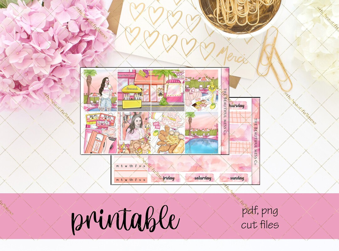 Lemonade Printable Planner Stickers / Vertical Weekly Stickers / Full ...