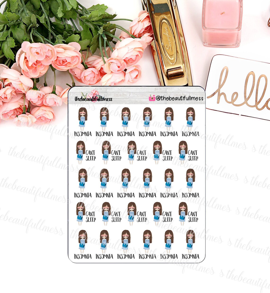 Kendal Insomnia / Can't Sleep Stickers / Planner Stickers | Etsy