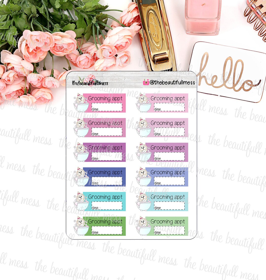 Lily Grooming Stickers / Planner Stickers / / Happy Planner / Personal ...