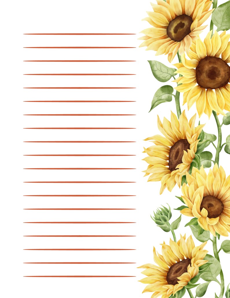 Charming Hand-drawn Sunflower and Line Design for Notebooks - Add Some ...