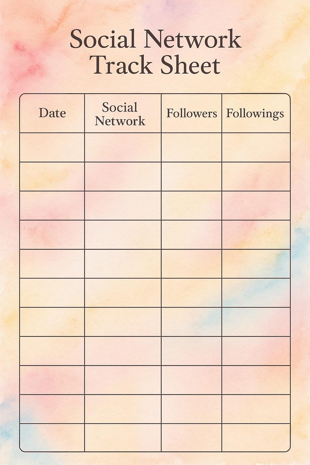 Social Network Tracker Sheet | Instant Download | Printable Planner ...