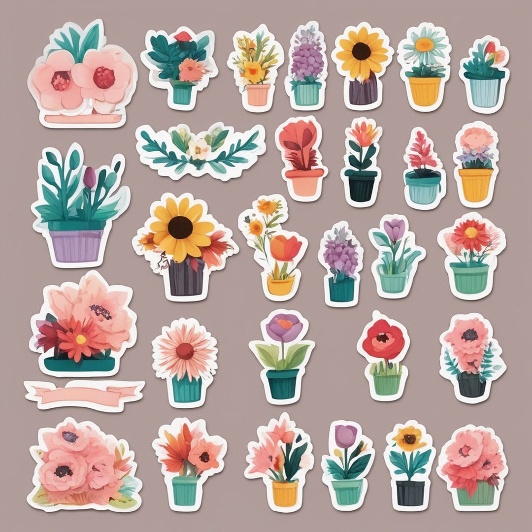 Doodle Flower Stickers, Printable Download, Floral Designs for Planners ...