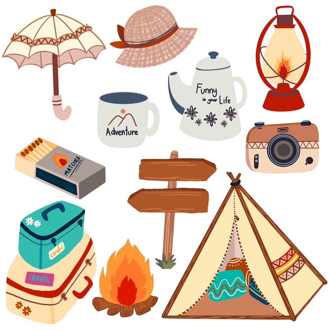 Outdoor Camping Stickers, Planner Stickers, Printable Planner Stickers ...