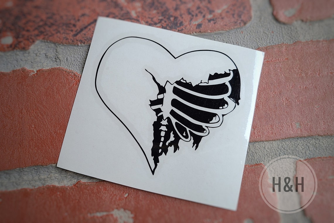 Broken Heart Decal Heart and Ribs Decal Ribs Decal Spooky | Etsy