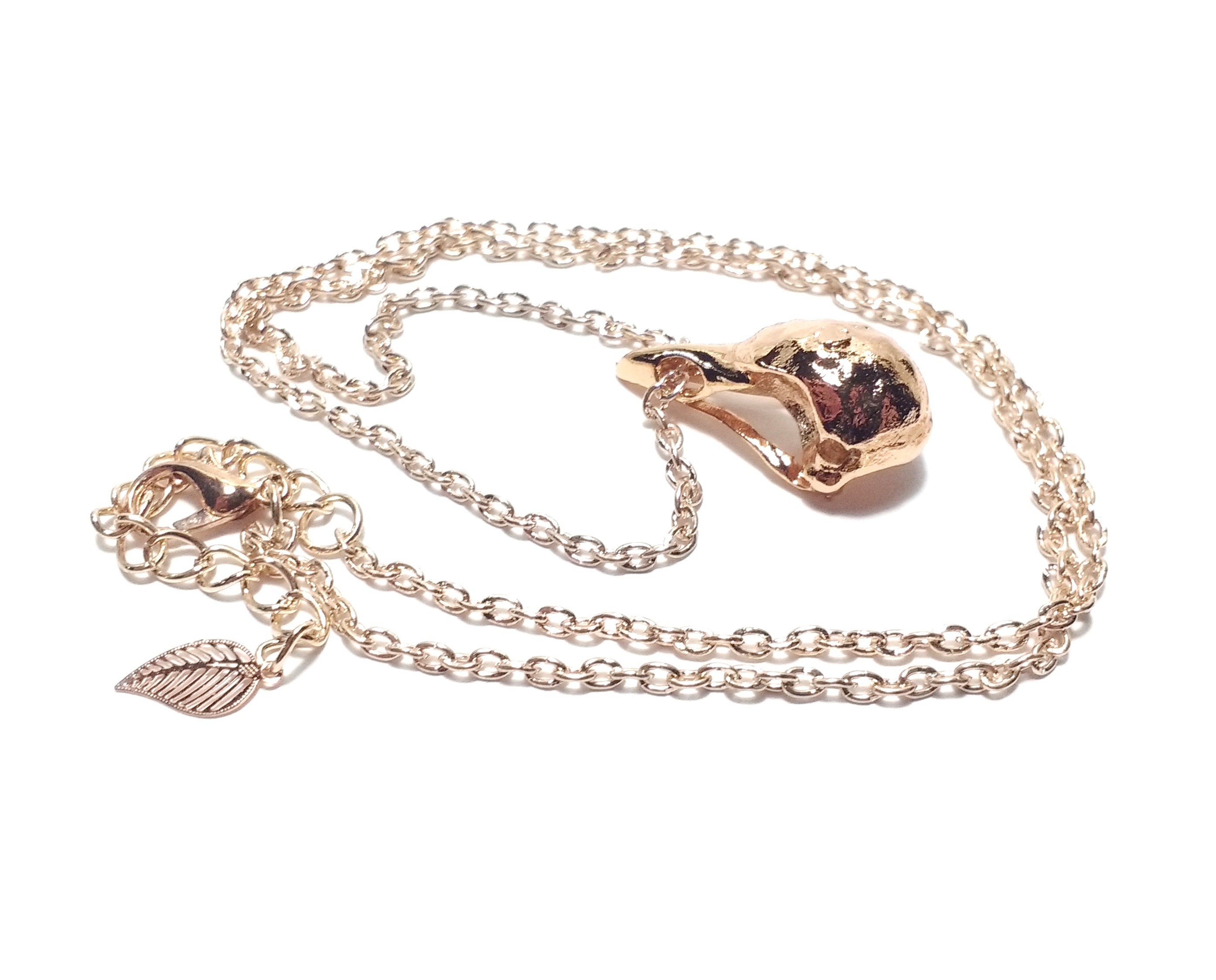 Rose Gold Bird Skull Necklace/rose Gold Skull/rose Gold Tone | Etsy