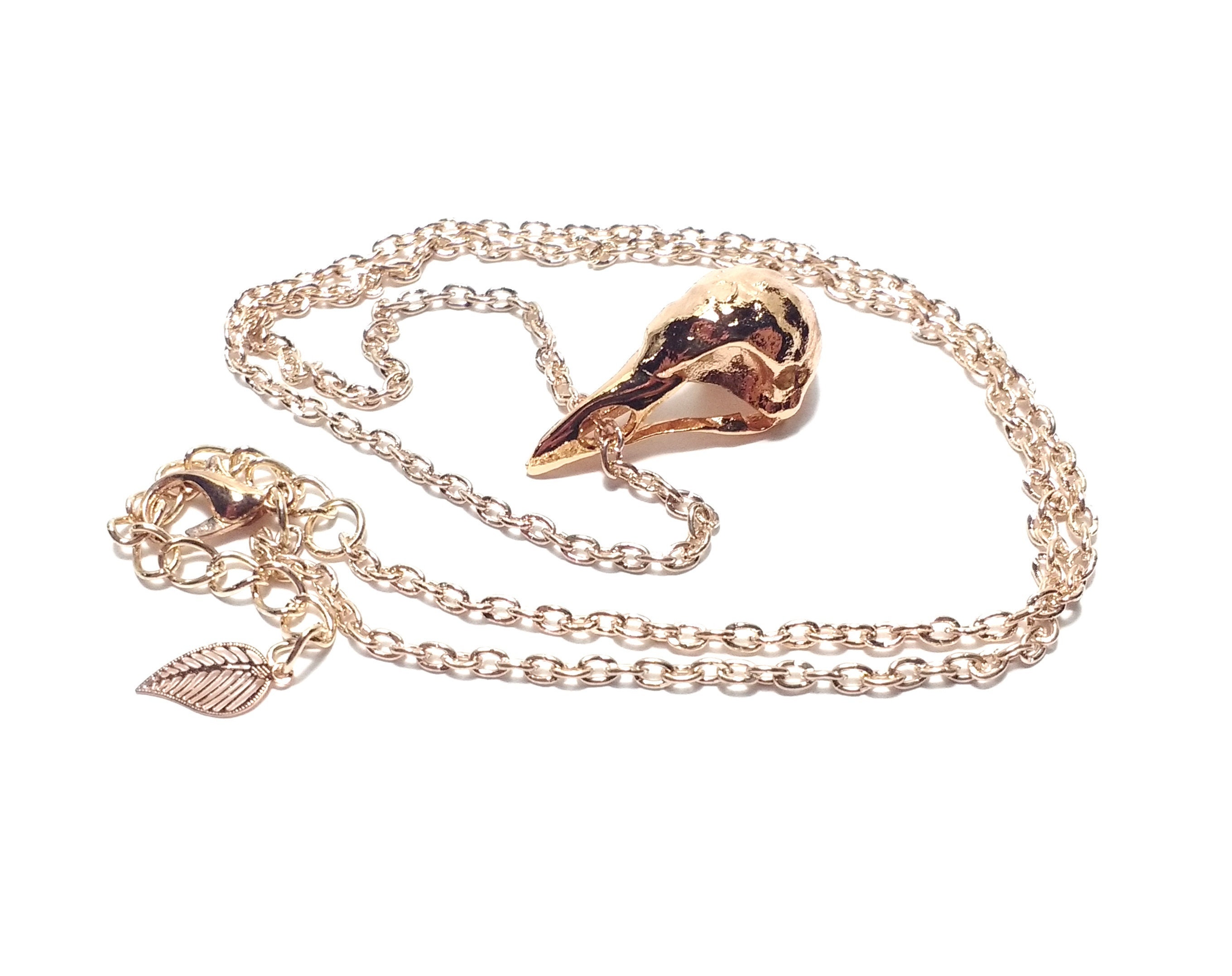 Rose Gold Bird Skull Necklace/rose Gold Skull/rose Gold Tone | Etsy