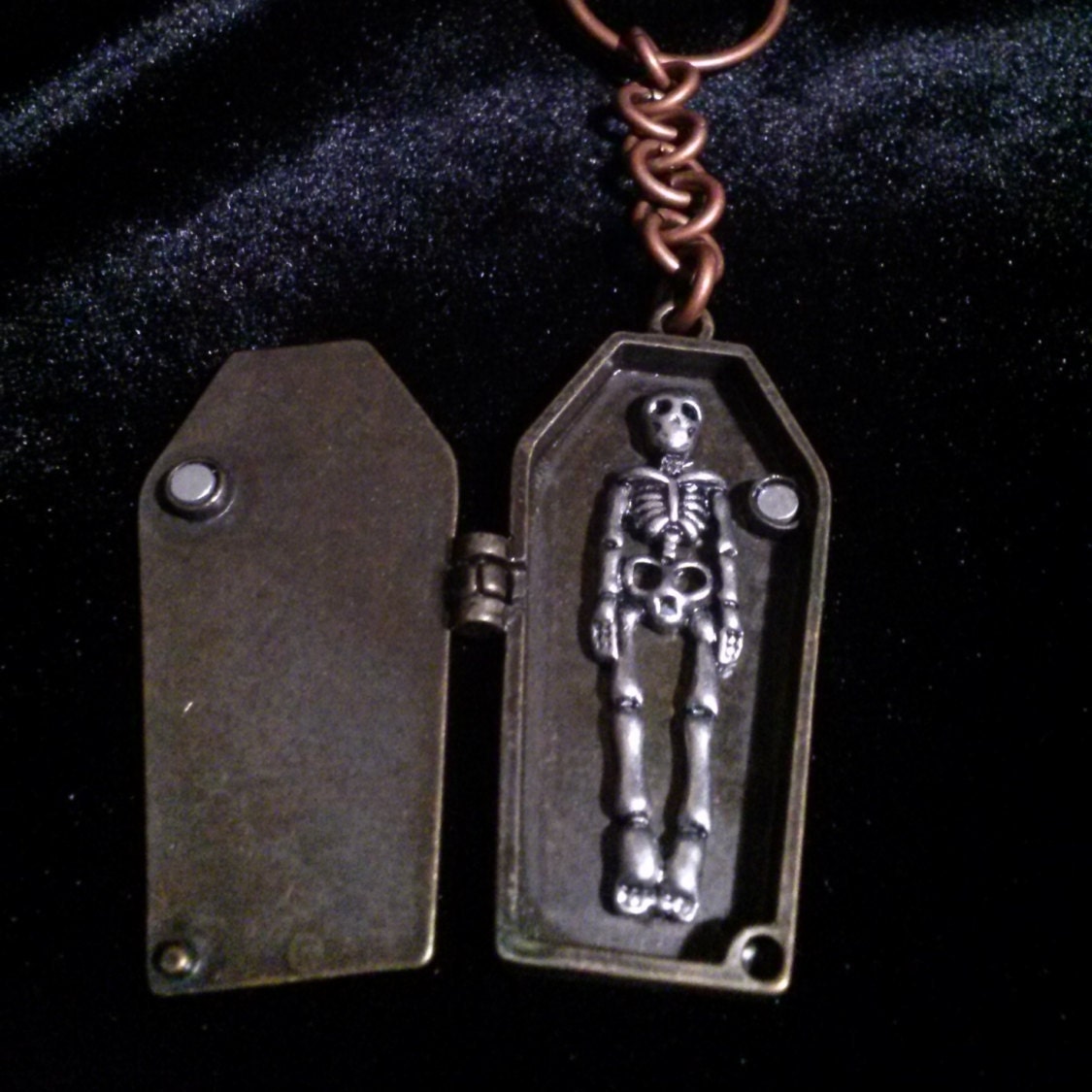 Open Coffin Keychain With Skeleton - Etsy