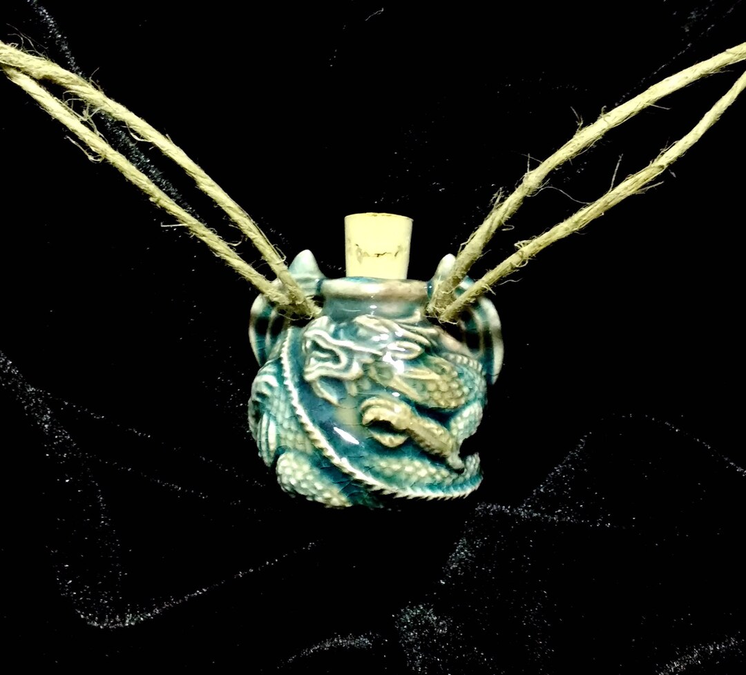 Oriental Dragon Necklace/peruvian Ceramic Dragon Bottle Pendant ...