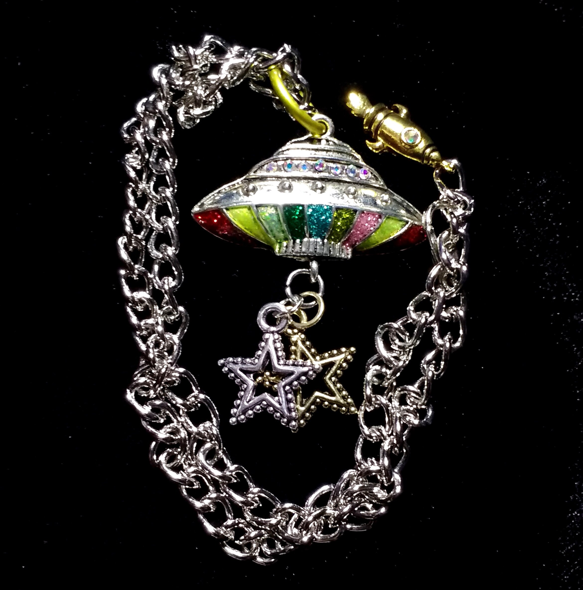 UFO Necklace/spacecraft Necklace/outer Space/glitter UFO Necklace ...