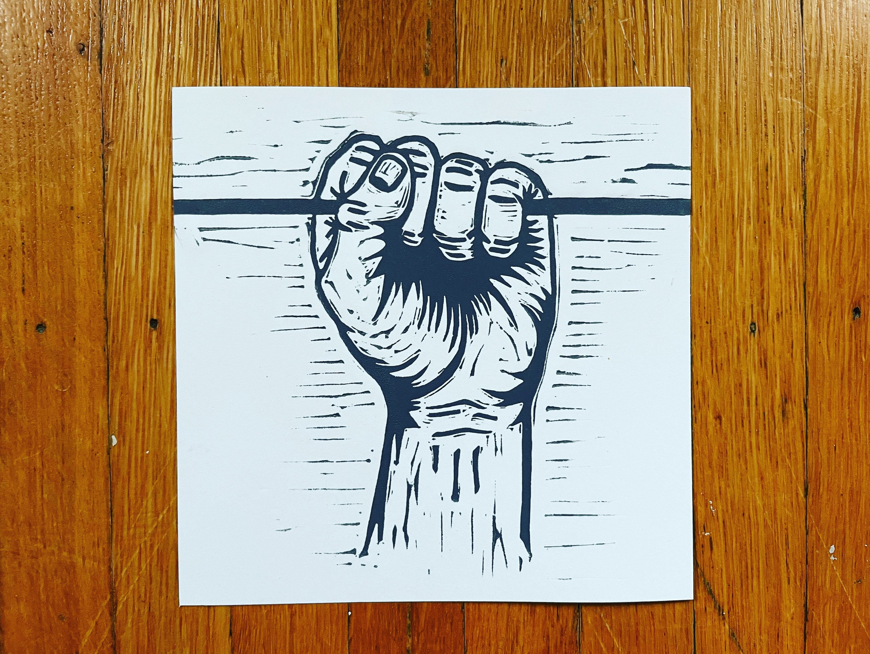 Scales of Justice - Fist - Original Linocut Print - Hand Printed - Etsy