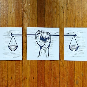 Scales of Justice - Fist - Original Linocut Print - Hand Printed - Etsy