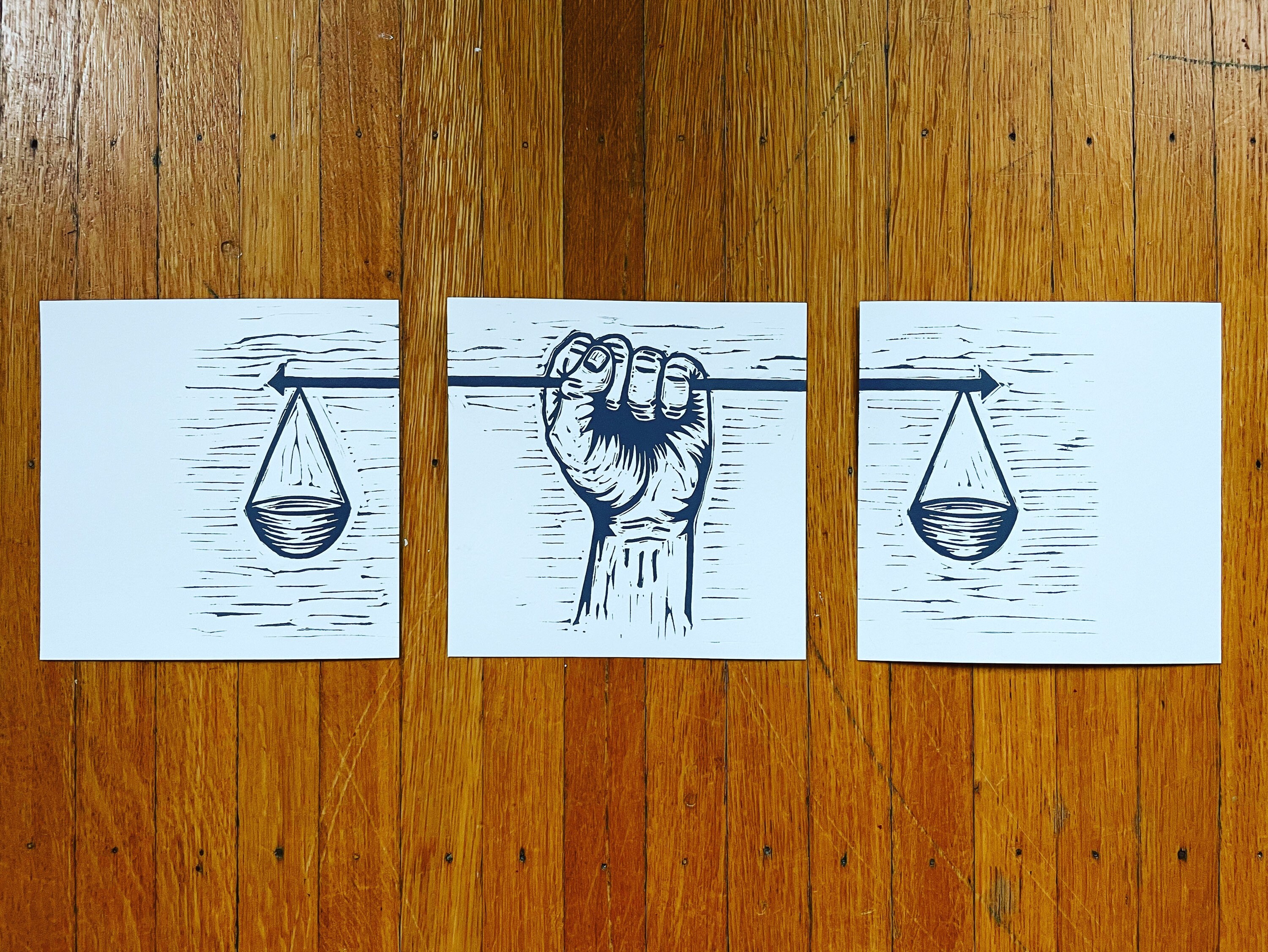Scales of Justice - Fist - Original Linocut Print - Hand Printed - Etsy