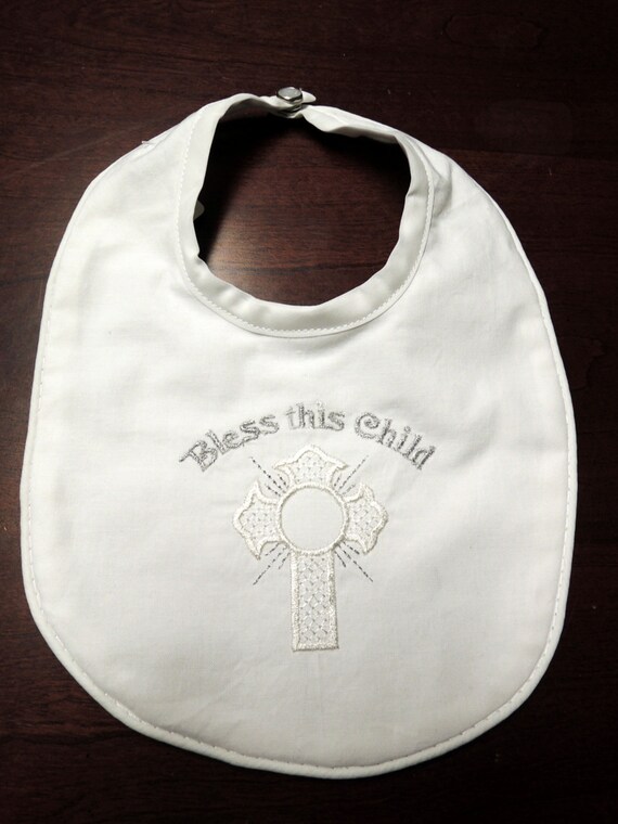 Cotton Baptismal and Christening Bib with Cross | Etsy