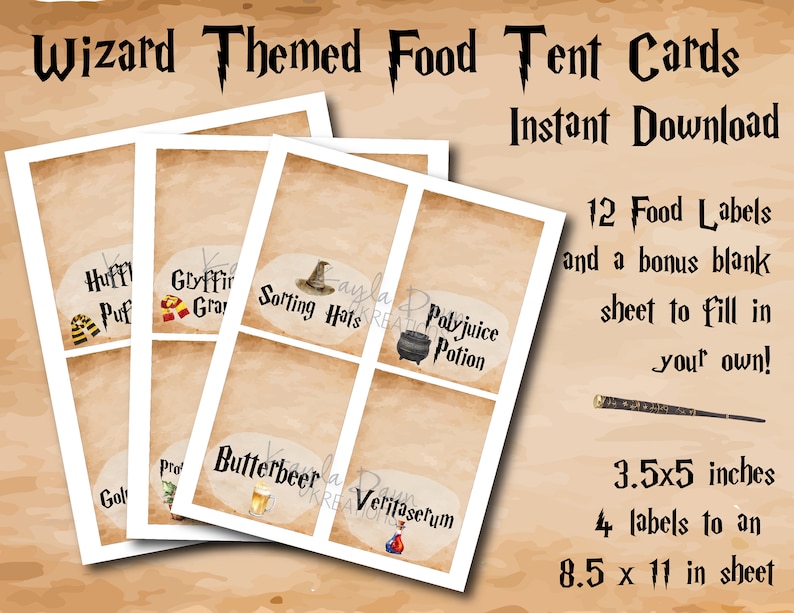 Wizard Themed Food Labels - Etsy