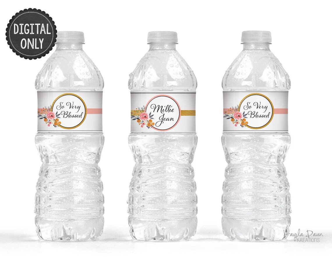 Blessing Day Water Bottle Labels-baby Girl Blessing, LDS Baby Blessing ...