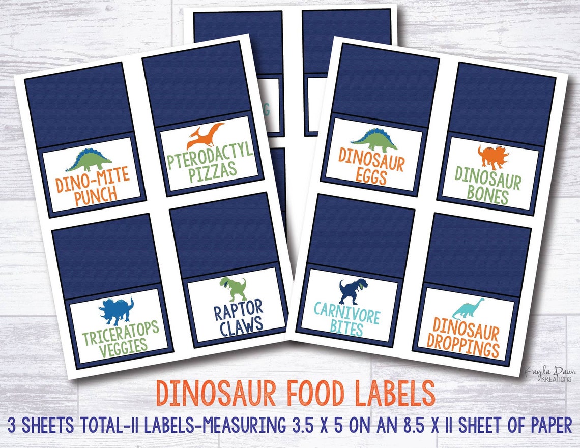 Dinosaur Themed Food Labels | Etsy