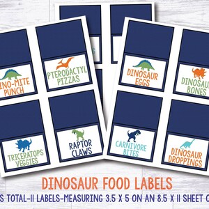 Dinosaur Themed Food Labels - Etsy