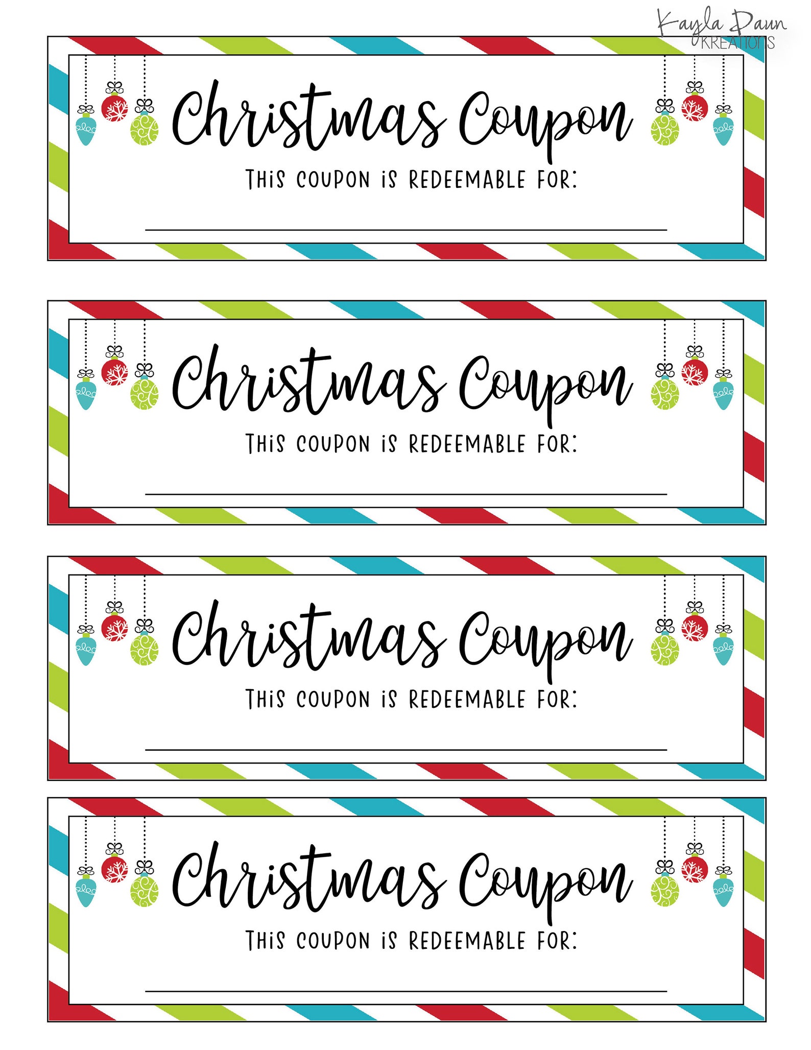 Printable Christmas Coupons - Etsy