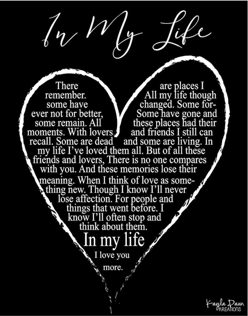 In My Life-beatles Lyrics - Etsy