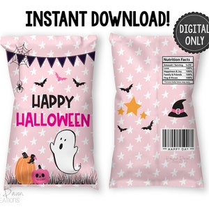 Halloween Chip Bag Labels-instant Download-pink Themed - Etsy