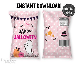 Pink Halloween Themed Chip Bag Labels-personalized | Etsy
