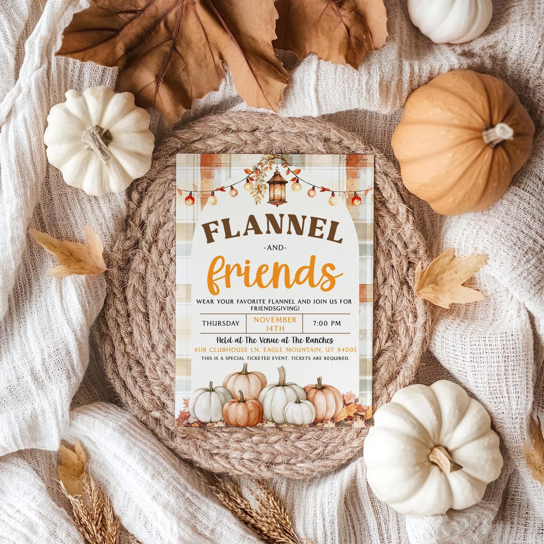 Flannel & Friends Friendsgiving Invitation-digital ONLY - Etsy