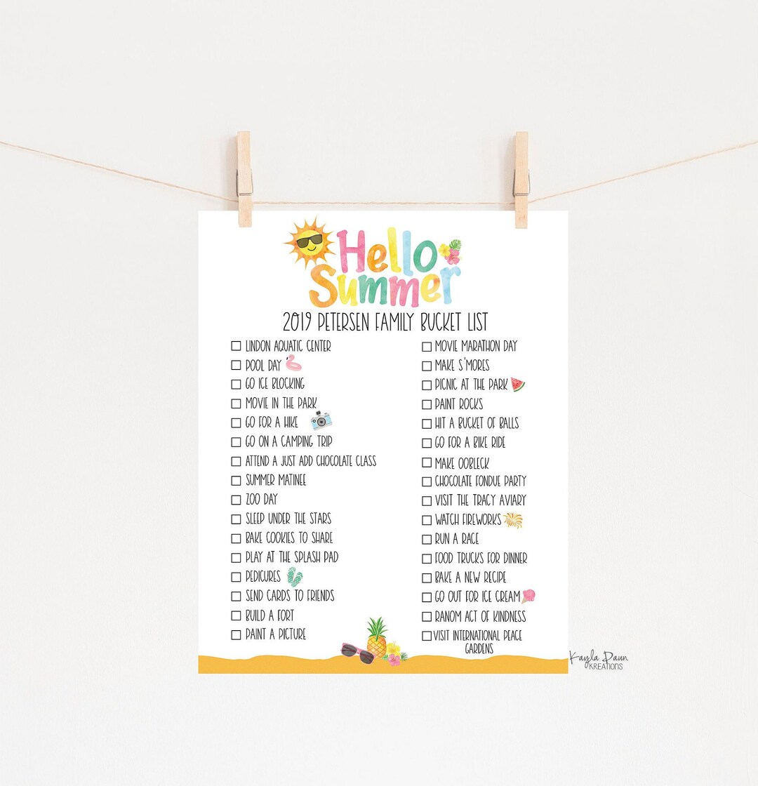 Personalized Summer Bucket Lists - Etsy