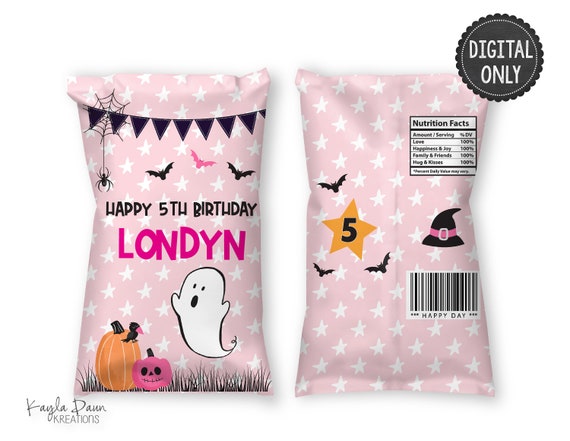 Pink Halloween Themed Chip Bag Labels-personalized | Etsy