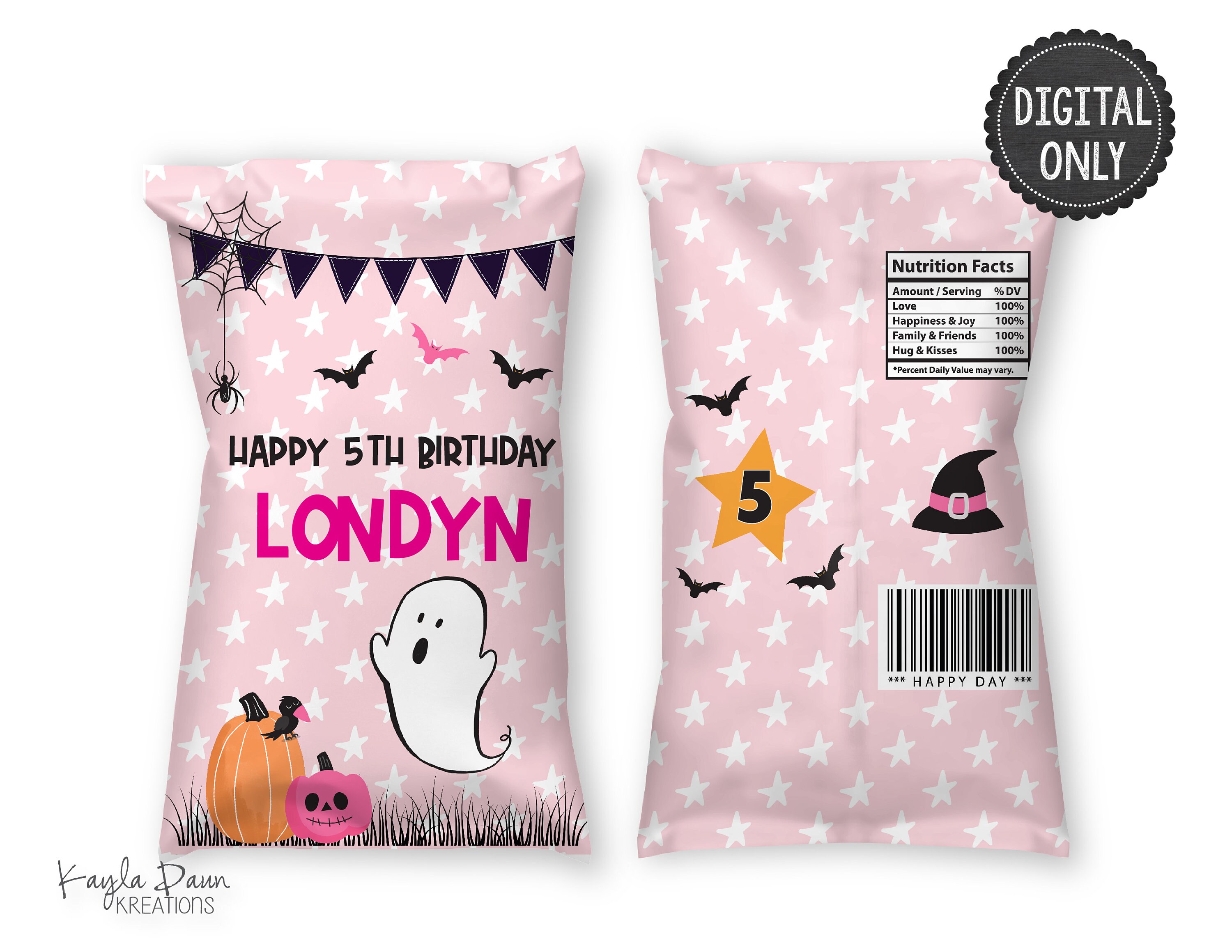 Pink Halloween Themed Chip Bag Labels-personalized - Etsy