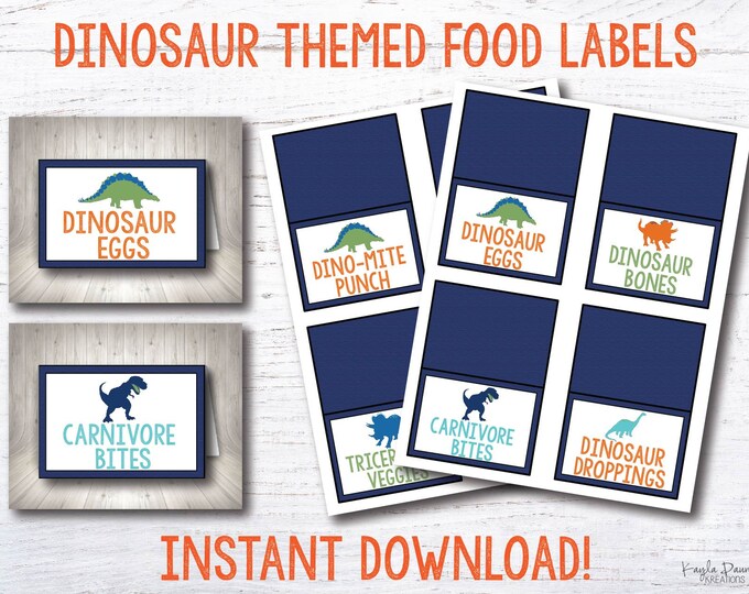 Dinosaur Themed Food Labels - Etsy