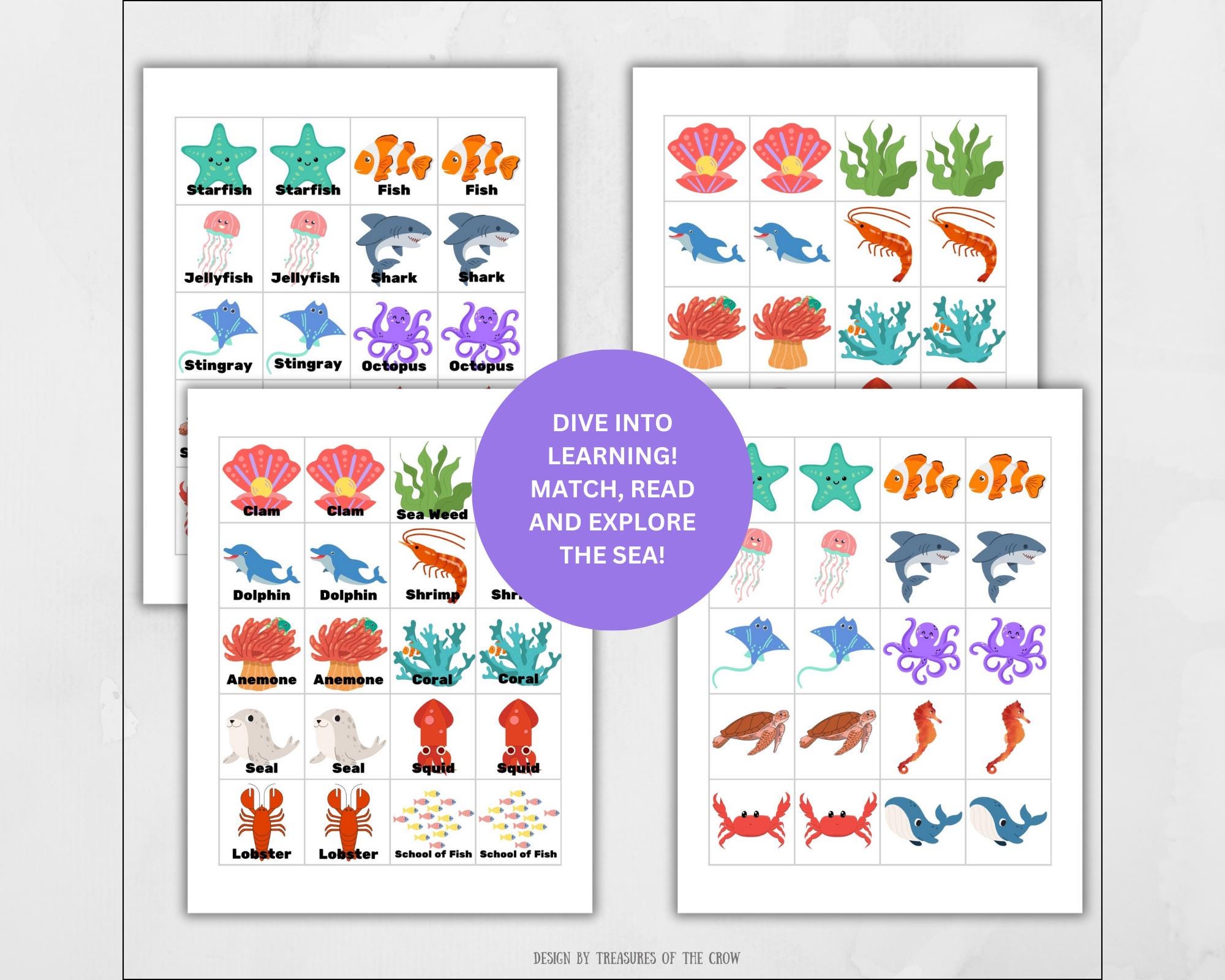 Printable Sea World Memory Game for Kids |ocean Life Matching Cards ...