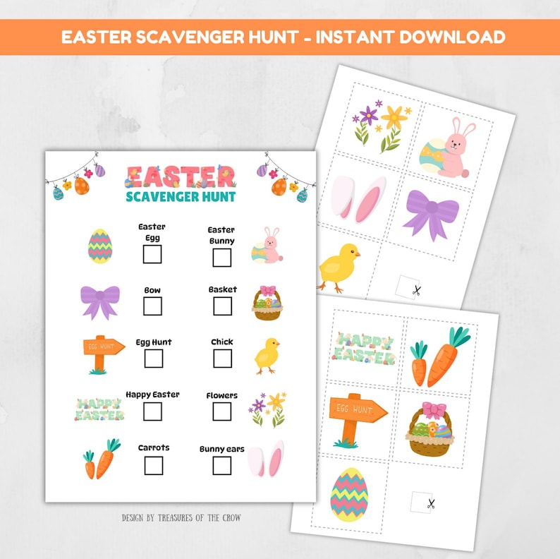 Easter Scavenger Hunt for Kids Printable, Indoor Treasure Hunt With ...