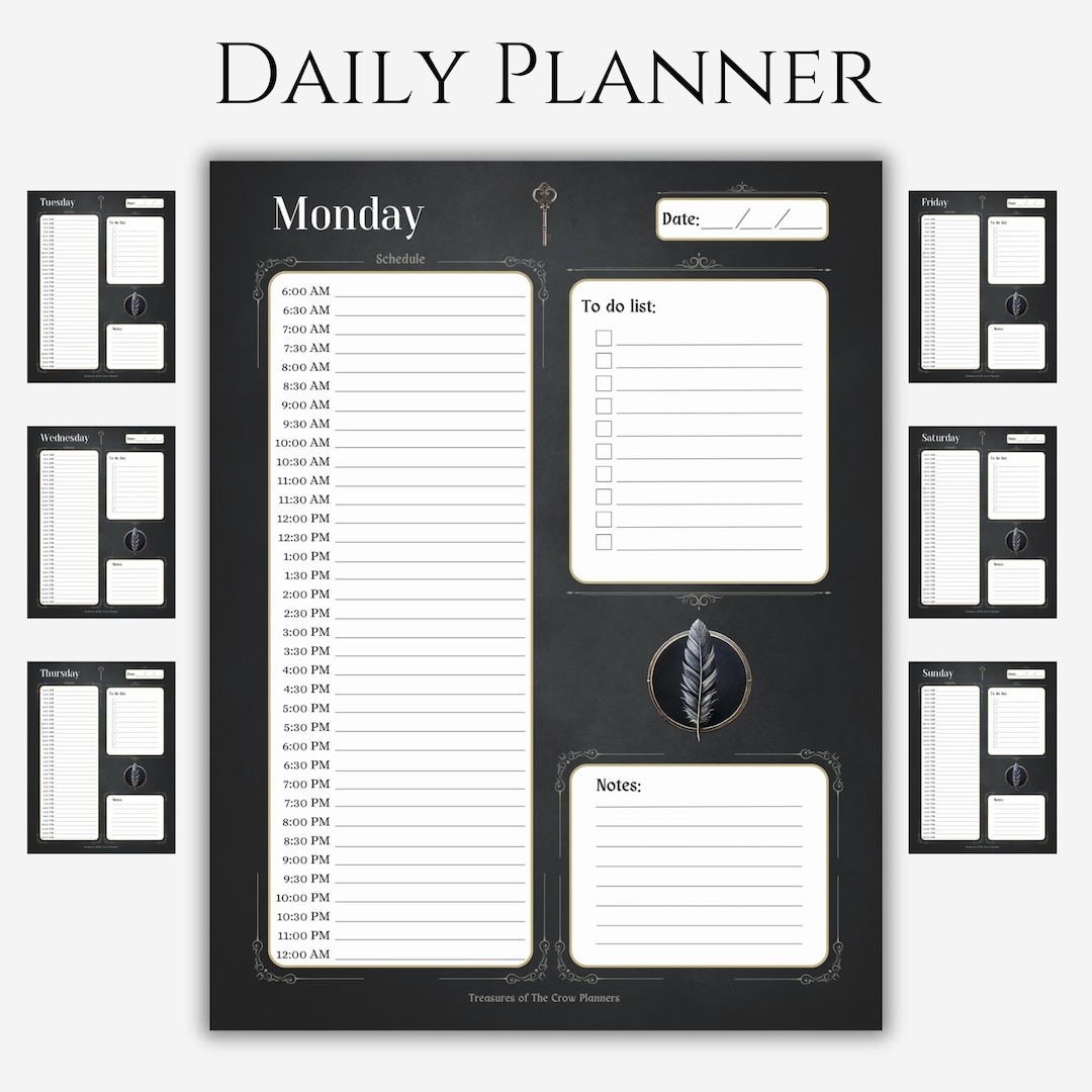 Printable Daily Planner PDF | Gothic Elegant Style | Undated Planner ...