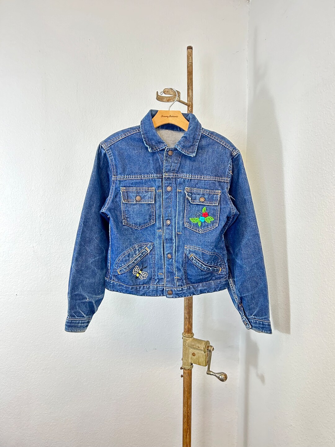 70s Vintage Denim Jacket Embroidery Hippie Coat 865896 - Etsy