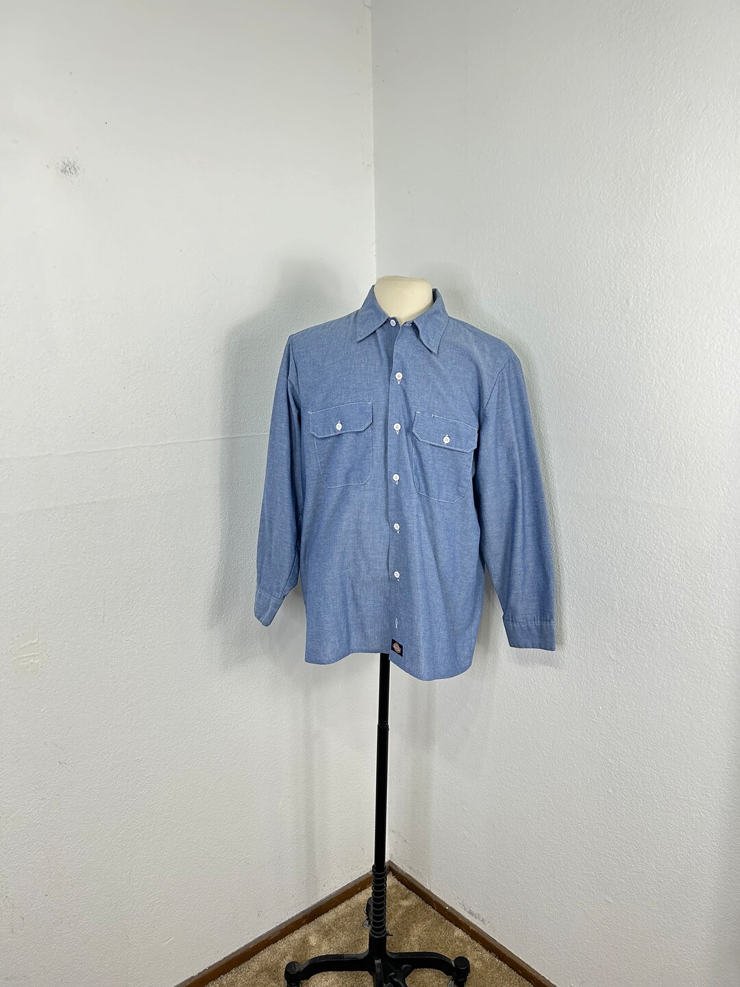 Old Vintage Dickies Chambray Shirt Work Shirt Made in Usa Size Large ...
