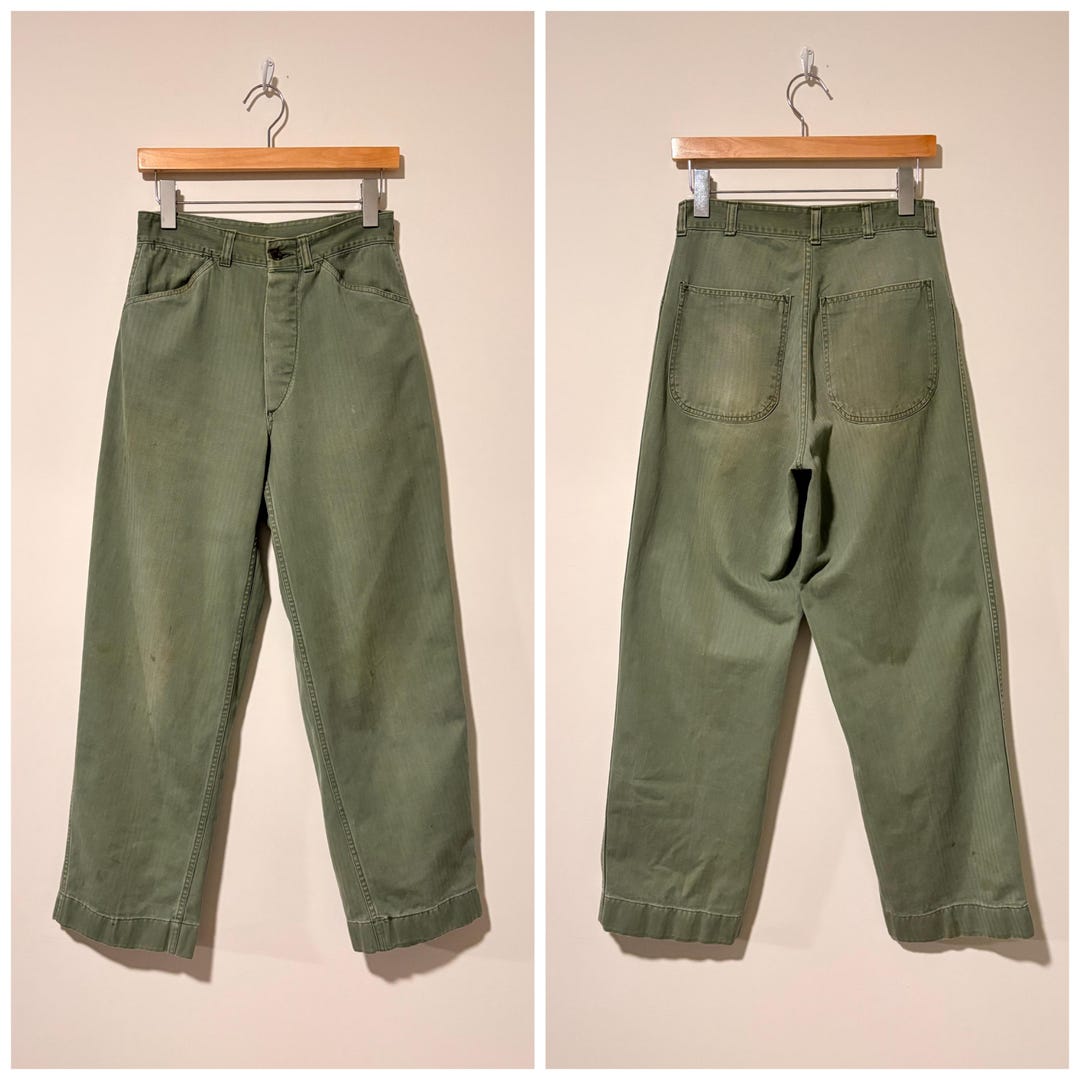 Vintage 1940s WWII P-47 USMC Pants Cotton HBT Military Trousers Size 28 ...