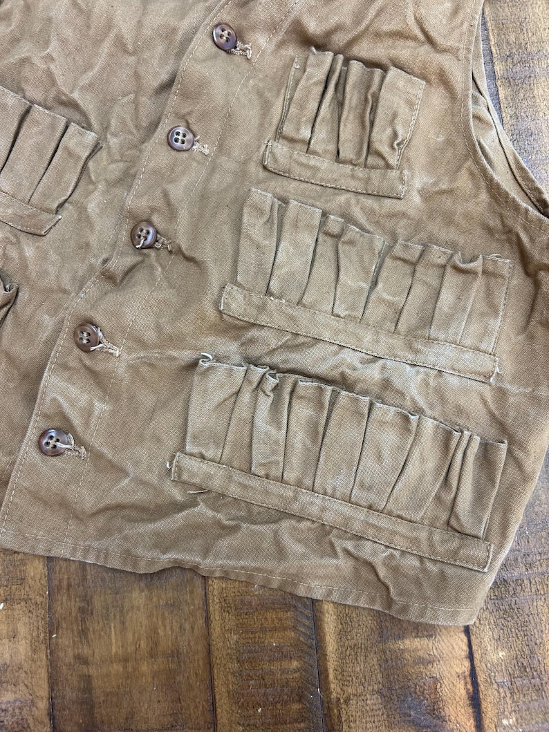 40s Vintage Red Head 100% Cotton Canvas Hunting Vest Buckle Back 865963 ...