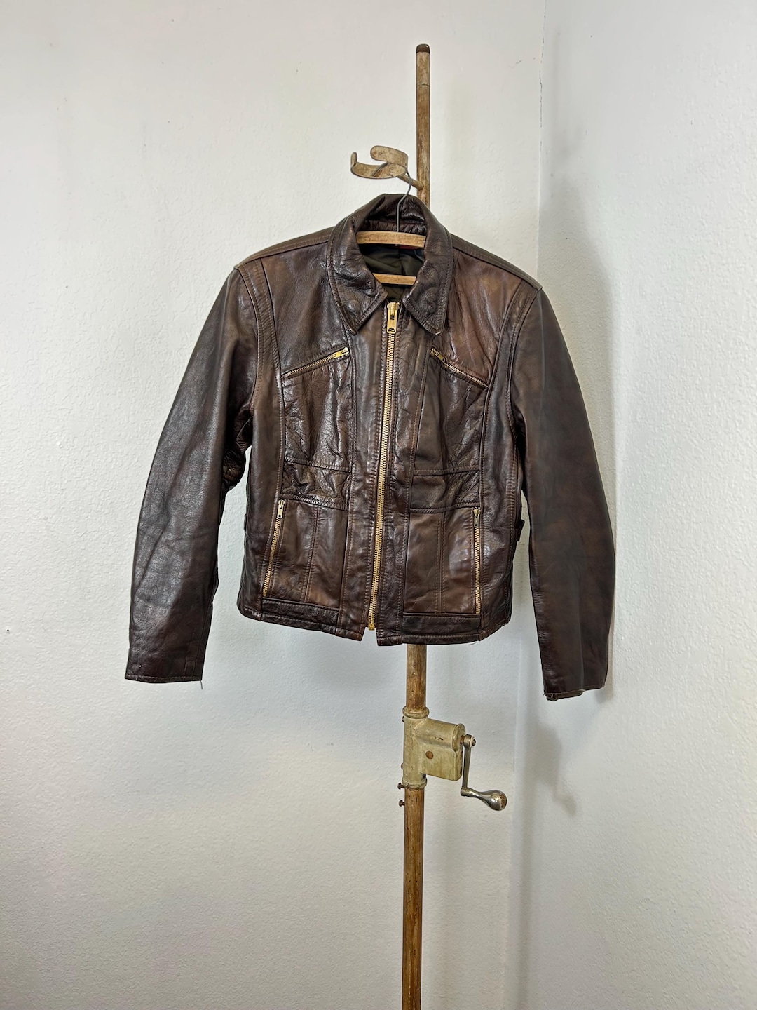 70s Vintage Leather Jacket Motorcycle Coat Hippie Coat 443194 - Etsy