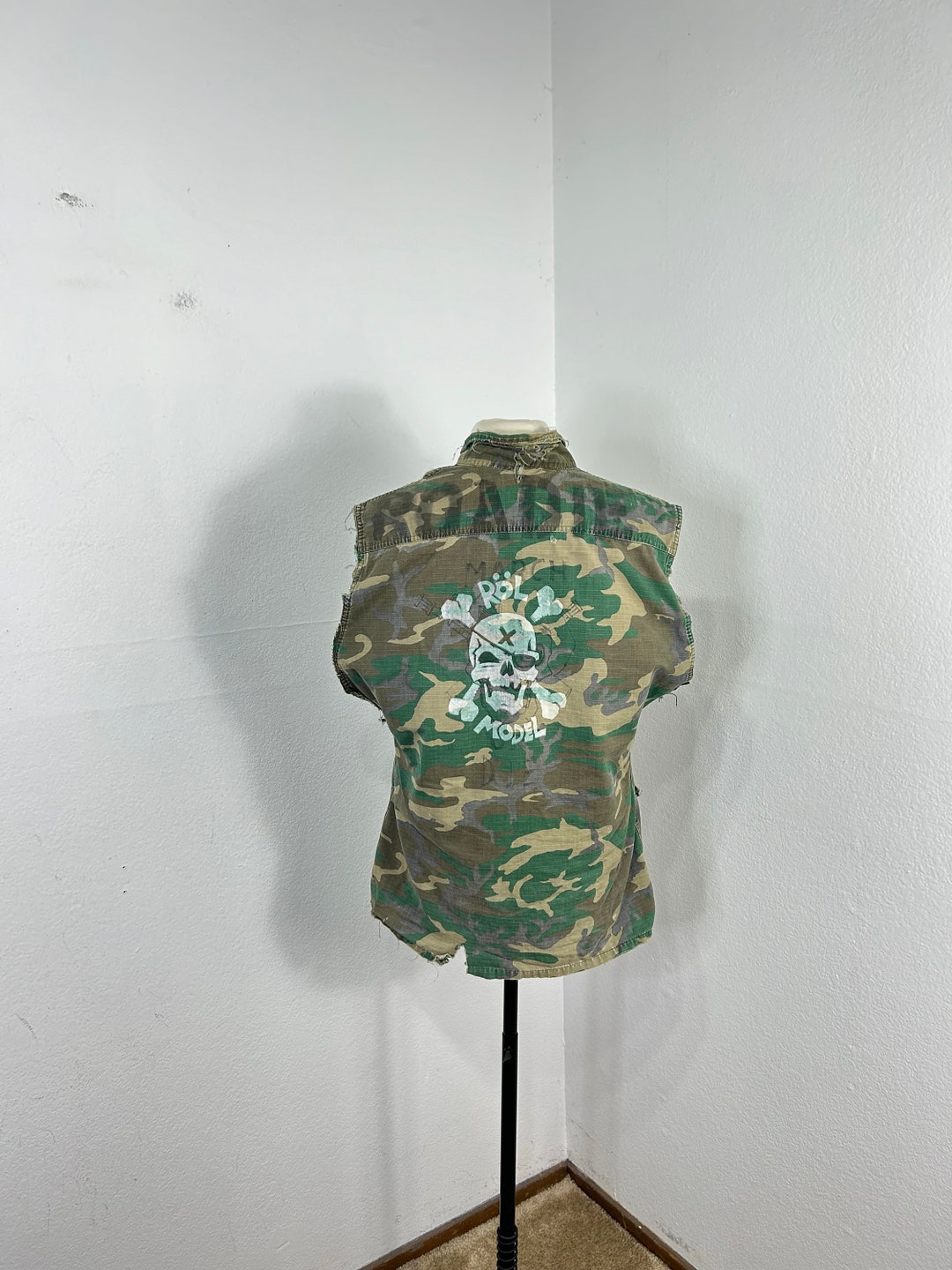 Vintage Distressed Military Camouflage Vest Cut off Sleeve - Etsy