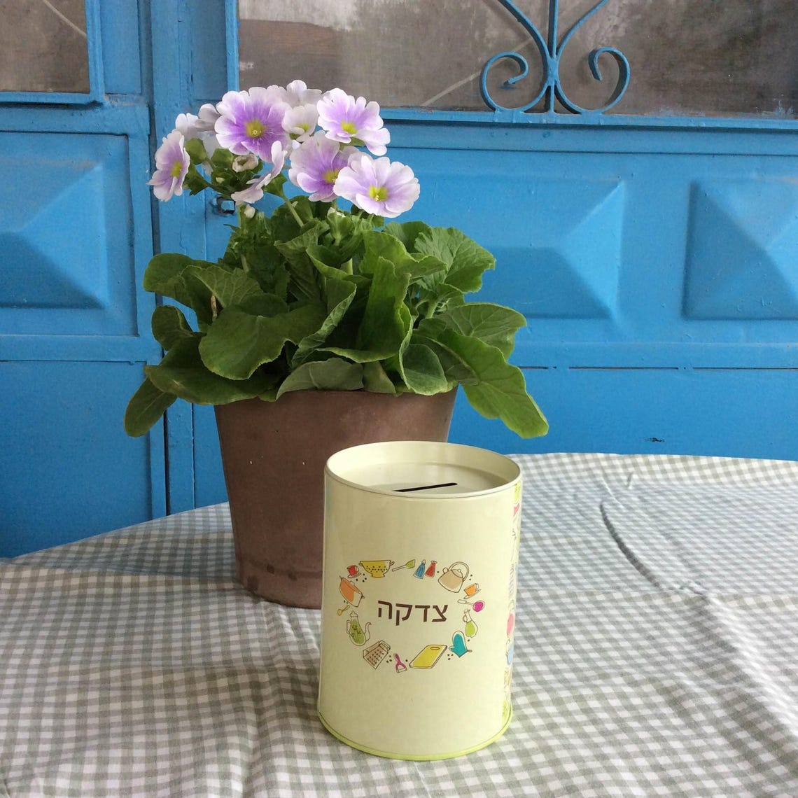 Tzedakah Box for Kitchen, Hebrew Kitchen Charity Box, Chabad, Jewish ...