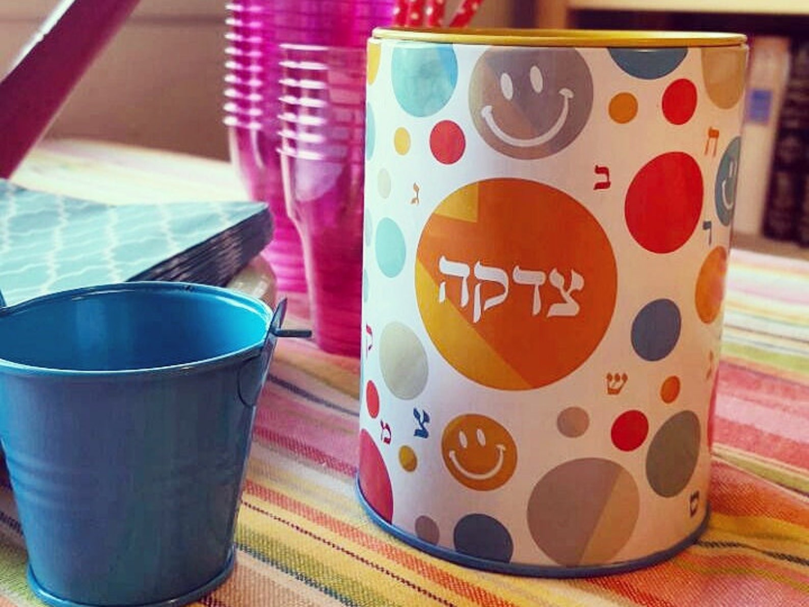 Kid's Tin Tzedakah Box, Hebrew Alphabet, Chabad, Judaica for Kids ...