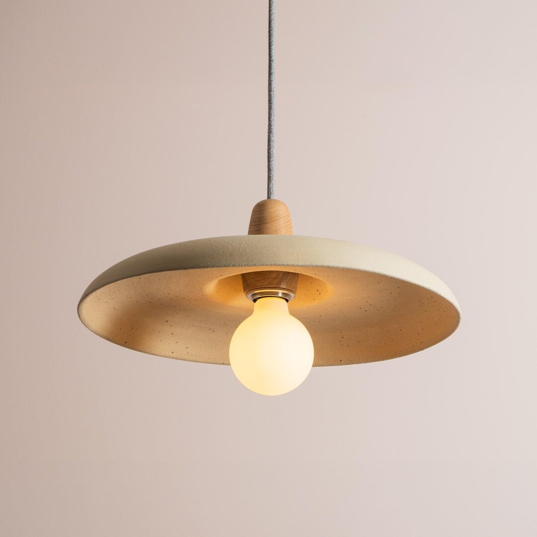 Bas Pendant Light in Ceramic and Oak - Etsy
