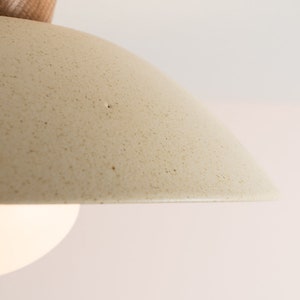 Speckled Cream Matt Dawn Flush Mount Ceiling Light in Ceramic and Oak ...