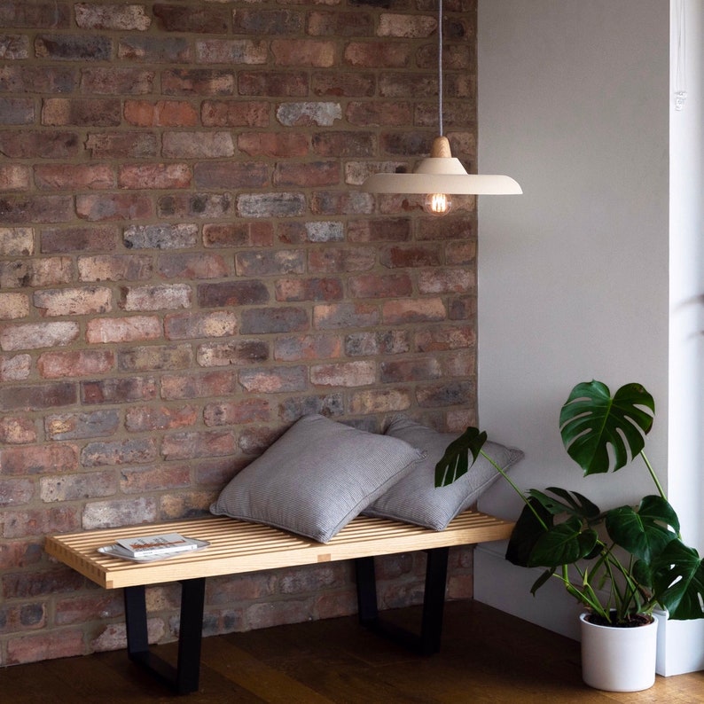 Bas Pendant Light in Ceramic and Oak - Etsy