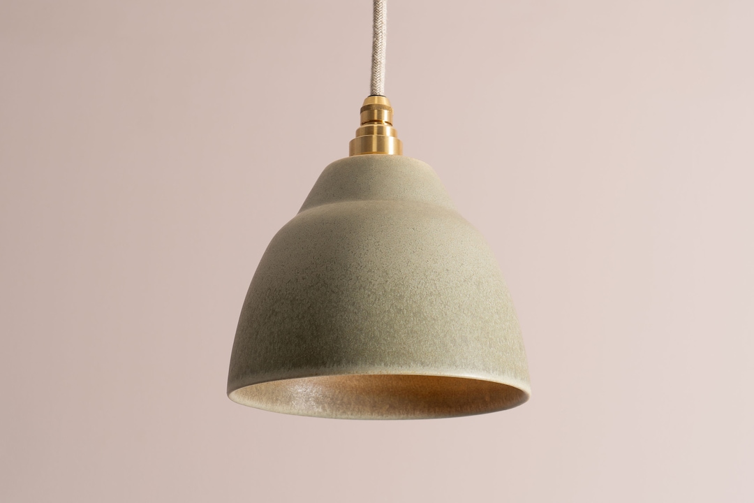 Small Green Element Pendant Light in Ceramic and Brass/nickel - Etsy