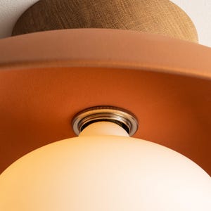 Terracotta Dawn Flush Mount Ceiling Light in Ceramic and Oak - Etsy