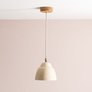 Small Speckled Cream Matt Element Pendant Light in Ceramic and Brass ...