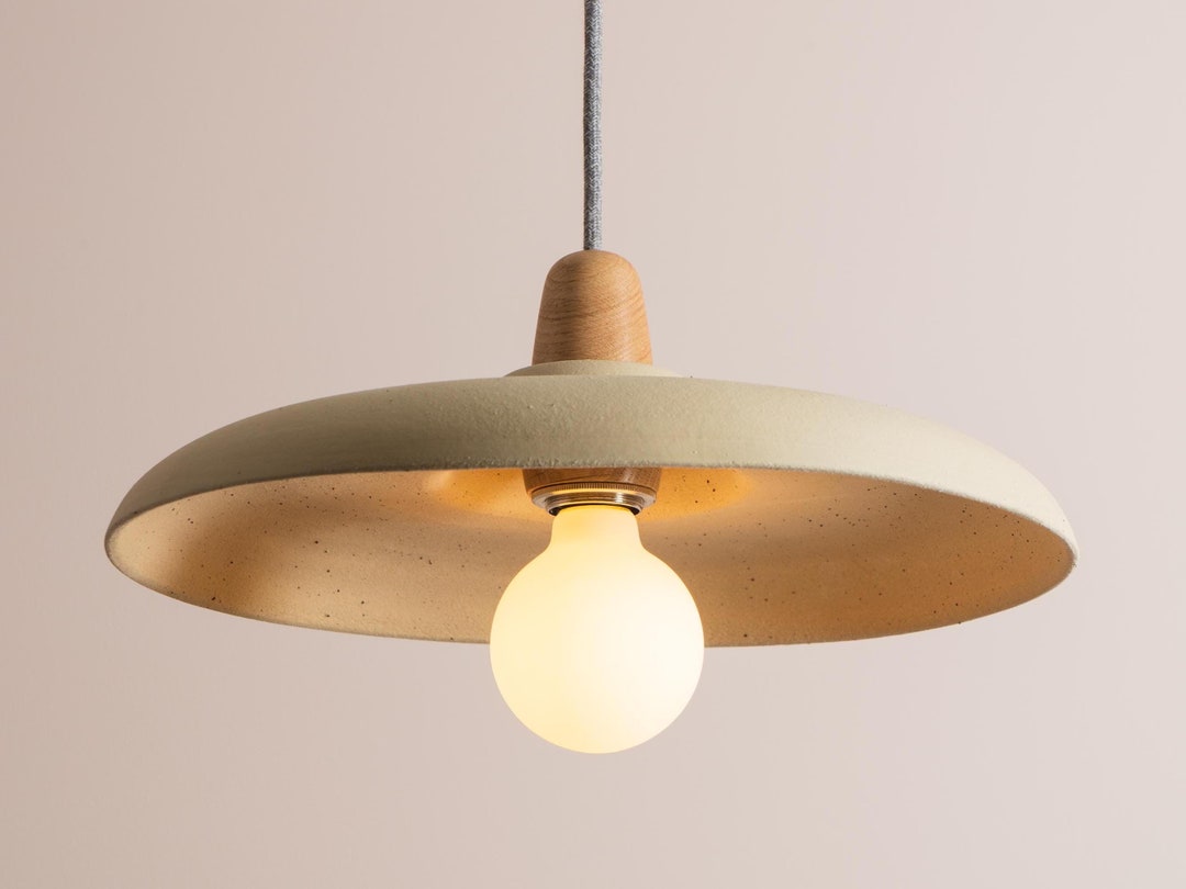 Bas Pendant Light in Ceramic and Oak - Etsy Canada