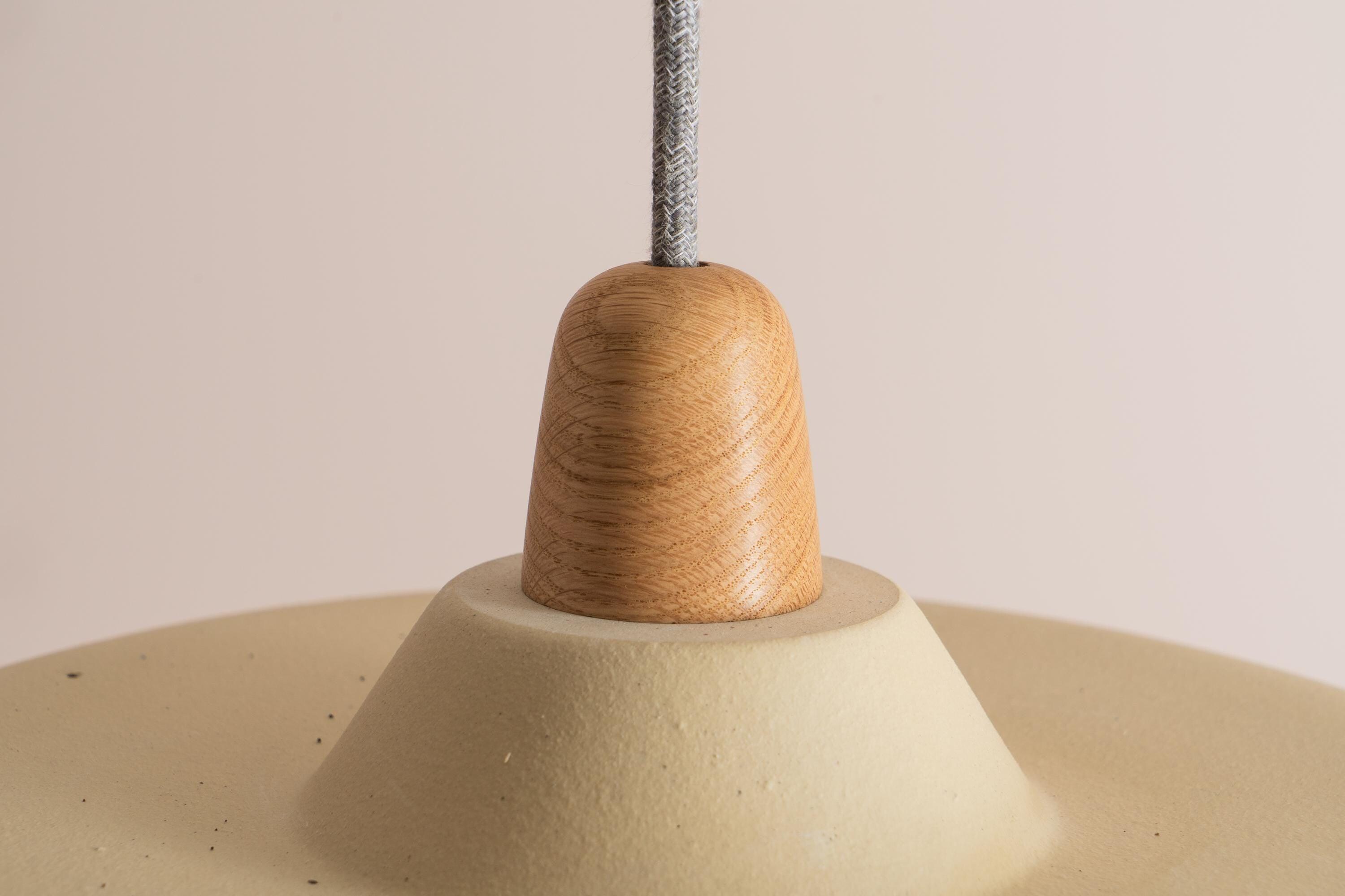 Bas Pendant Light in Ceramic and Oak - Etsy