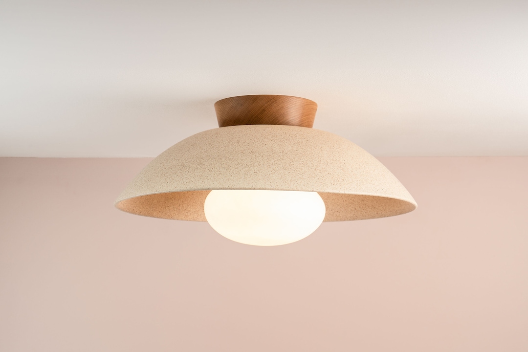 Speckled Cream Matt XL Dawn Flush Mount Ceiling Light in Ceramic and ...